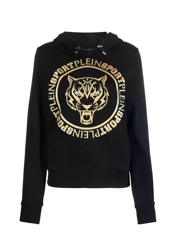 PLEIN SPORT Logo-print Tiger Hoodie - Black