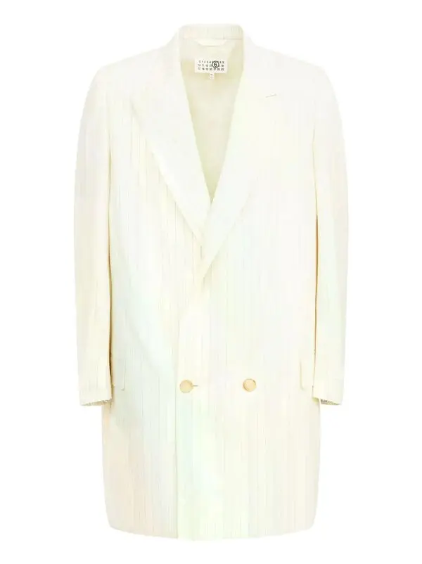 MAISON MARGIELA Oversized Pinstripe Double-breasted Blazer - Neutrals