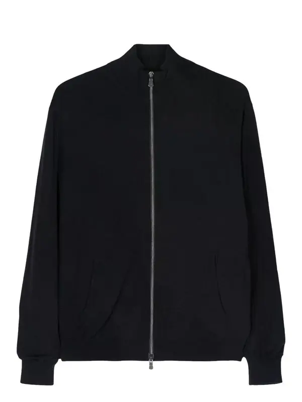 Fedeli Virgin Wool Zip-up Cardigan - Blue