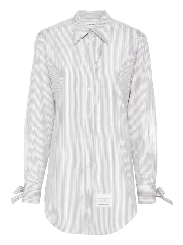Thom Browne Striped Silk-cotton Blend Shirt Dress With Tie Cuffs - Grey