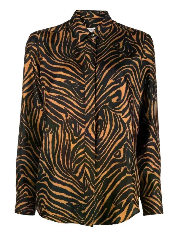 Alberto Biani Zebra Print Silk Shirt - Black