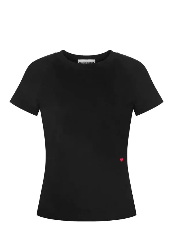 Moschino Heart-embroidered Cotton T-shirt - Black
