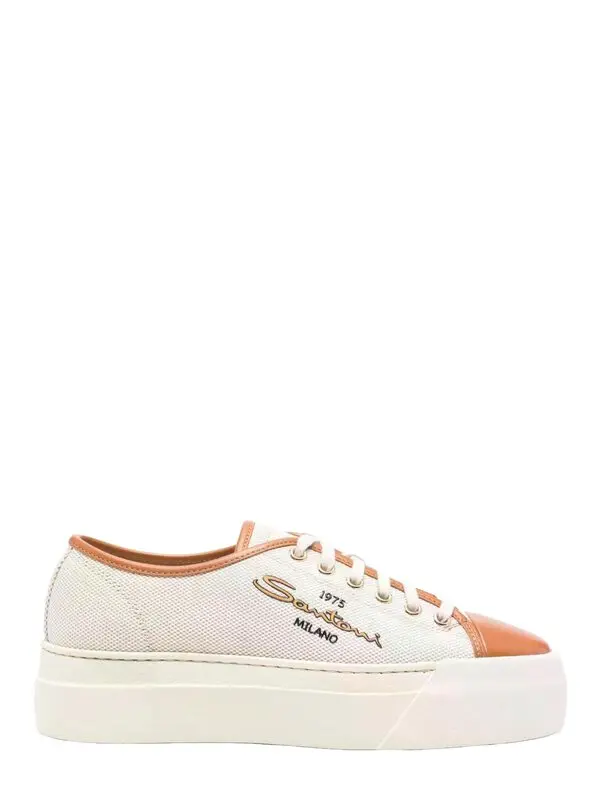 Santoni Canvas Platform Lace-up Sneakers - Neutrals