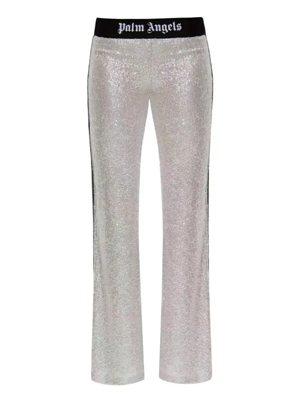 Palm Angels Sequin-embellished Flared Trousers - Silver