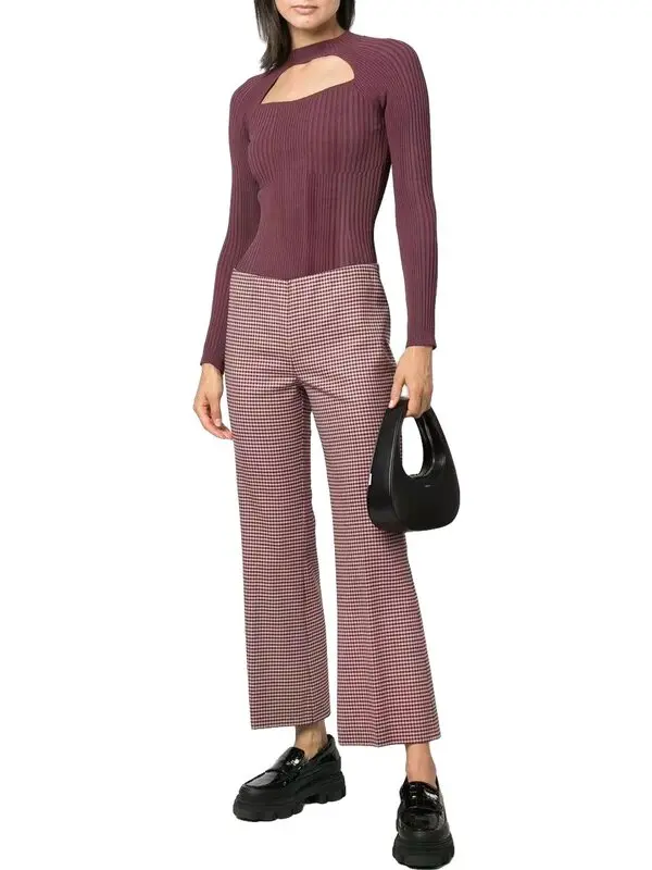 P.a.r.o.s.h Houndstooth Flared Trousers - Red