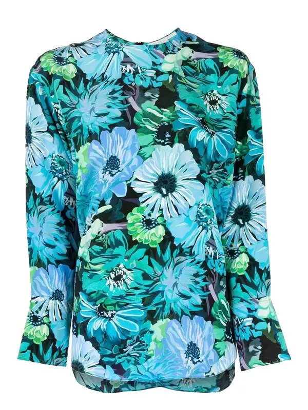 Stella McCartney Floral-print Silk Blouse - Blue