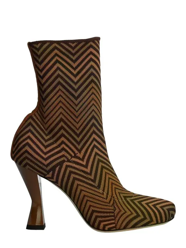 Missoni Zigzag Pattern Mid Heel Boots - Brown