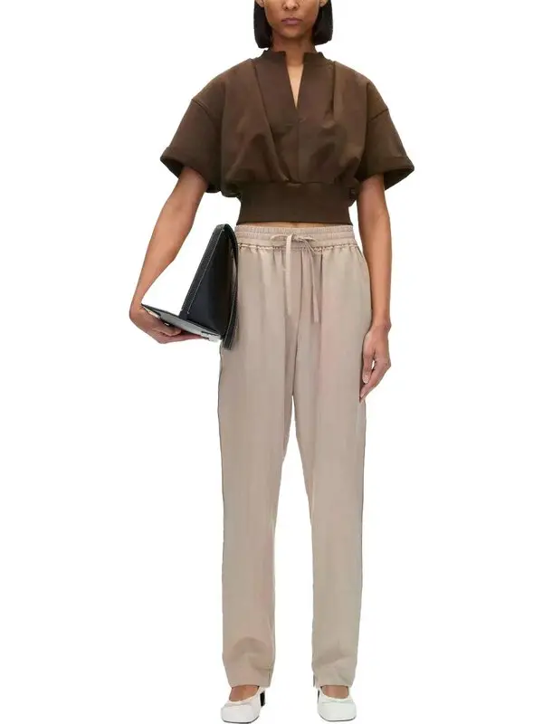 3.1 Phillip Lim V-neck Cropped T-shirt - Brown