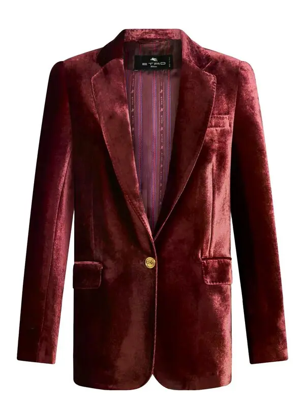 Etro Single-breasted Velvet Blazer - Red