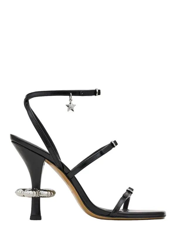 Marc Jacobs Daisy Leather Sandals With Sculptural Heel - Black