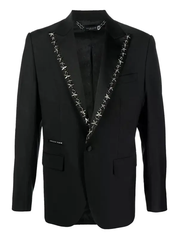 Philipp Plein Star Stud-embellished Single-breasted Blazer - Black