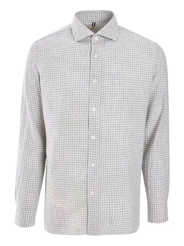 LUIGI BORRELLI Checked Poplin Shirt - Grey