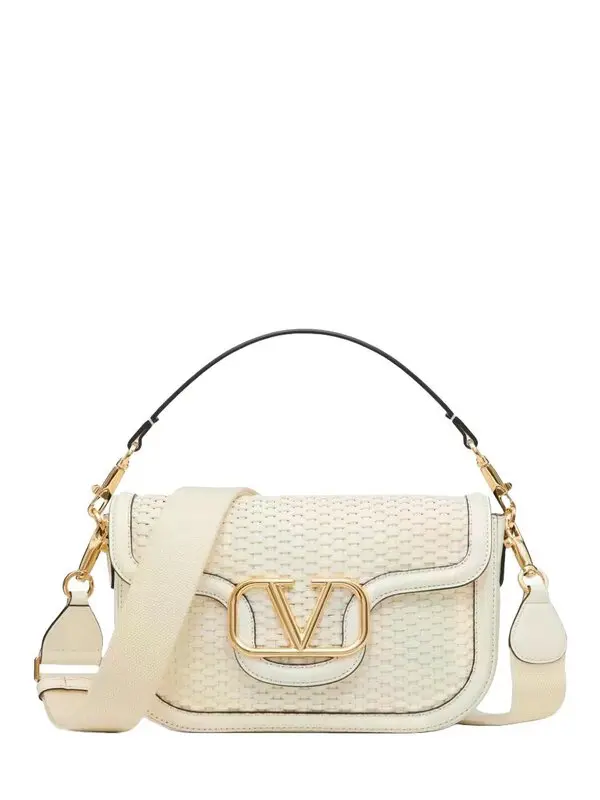 Valentino Garavani Alltime Woven Leather Shoulder Bag - Neutrals
