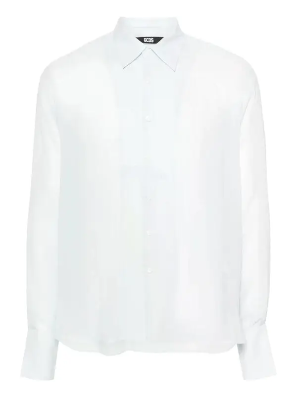 Gcds Logo-embroidered Silk Shirt - Blue