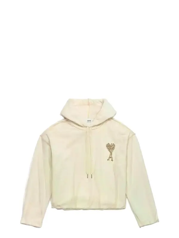 AMI Paris De Coeur Tulle Hoodie - Neutrals