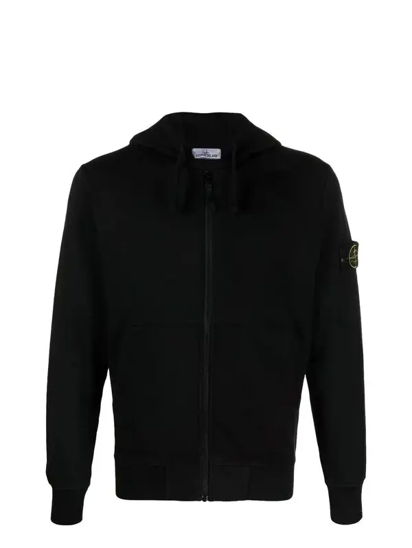 Stone Island Compass-badge Cotton Hoodie - Black