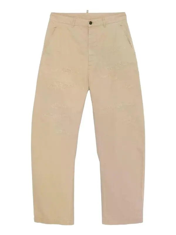 Dsquared2 Light Beige Distressed Cotton Trousers - Neutrals