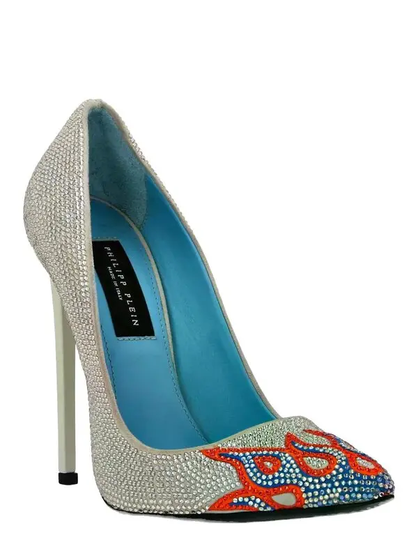 Philipp Plein 120mm Rhinestone-embellished Suede Pumps - Neutrals