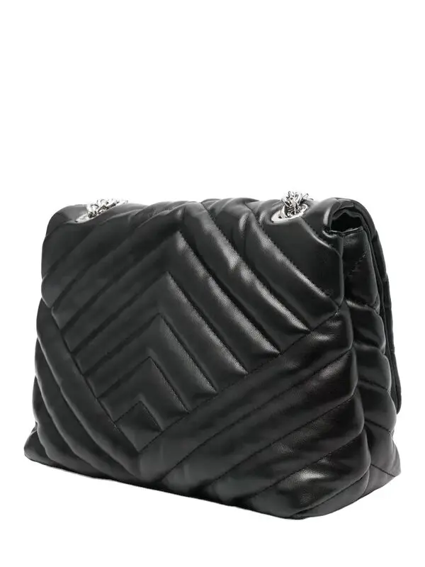Armani Exchange Quilted Shoulder Bag With Logo Plaque - Black