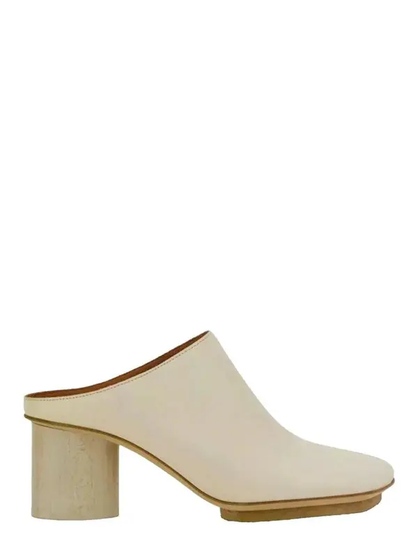 UMA WANG Square-toe Leather Mules - Neutrals