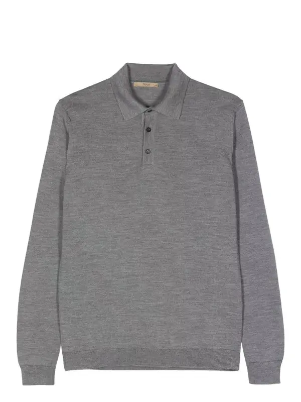 NUUR Long-sleeve Merino Polo Shirt - Grey