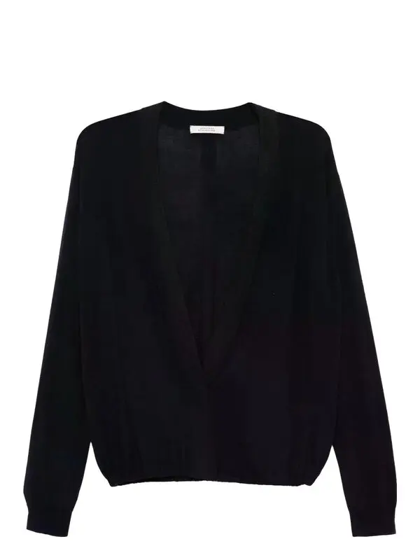 Dorothee Schumacher Navy Fine Knit Plunging V-neck Sweater - Blue