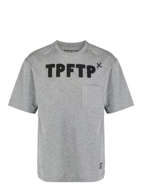 THE POWER FOR THE PEOPLE Logo Print Short-sleeve T-shirt - Grey