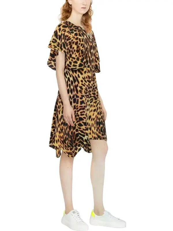 Stella McCartney Leopard-print Silk Flounce Dress - Brown