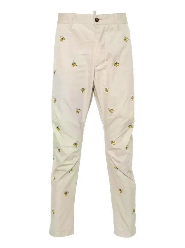 Dsquared2 Embroidered Fruits Chino Pants - Neutrals