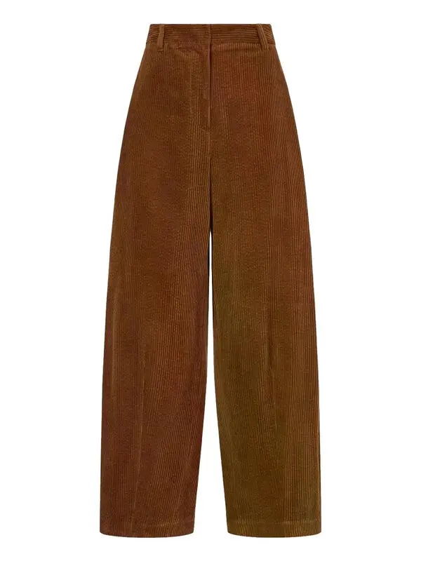 STUDIO TOMBOY Corduroy Wide-leg Trousers - Brown