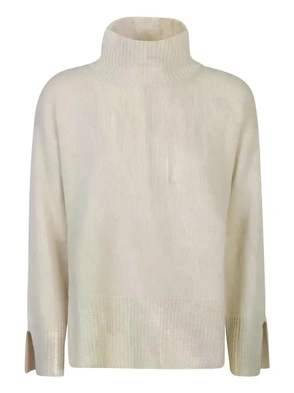 LE TRICOT PERUGIA Slit-cuff Turtle Neck Knit - Neutrals