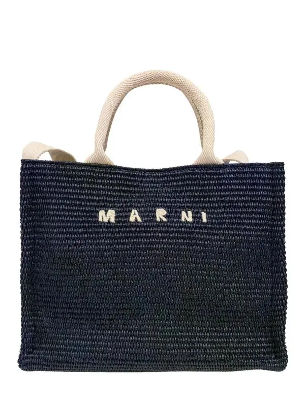 Marni Raffia Effect Tote Bag - Blue