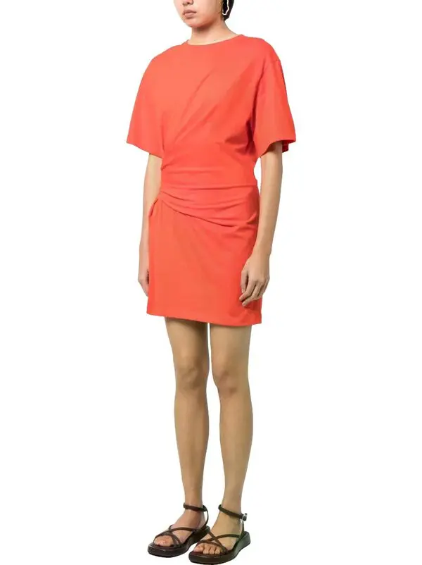 FRAME Short-sleeve Ruched Detail Mini Dress - Red