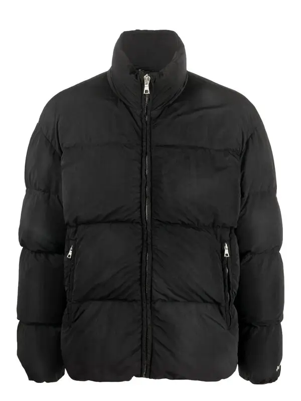 Palm Angels Logo Embroidered Padded Down Jacket - Black