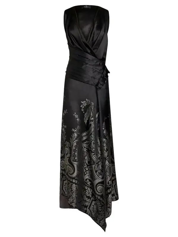 Etro Jacquard Silk Maxi Dress - Black