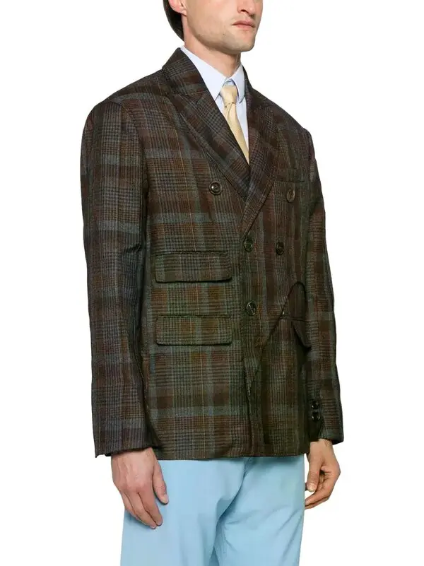 Andersson Bell Soe-check Double-breasted Blazer - Brown