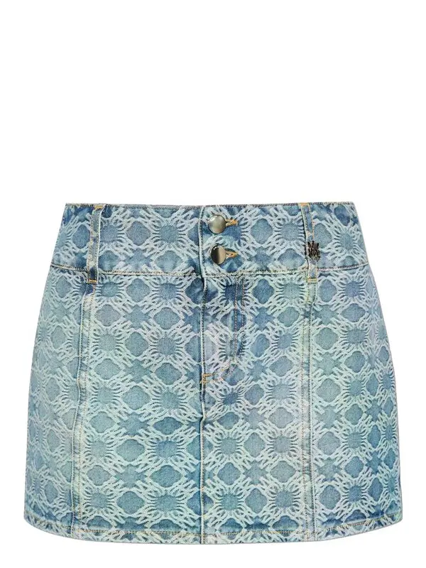 Amiri Monogrammed Denim Mini Skirt - Blue