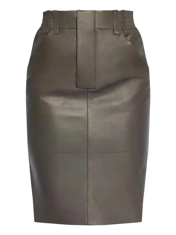 Saint Laurent Leather Pencil Skirt - Grey