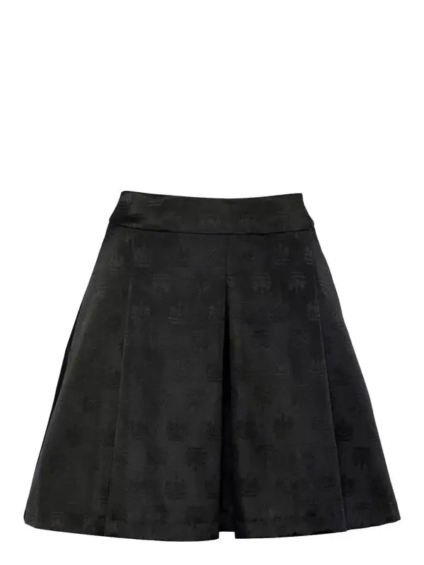 MACGRAW Logo Print Pleated Skirt - Black