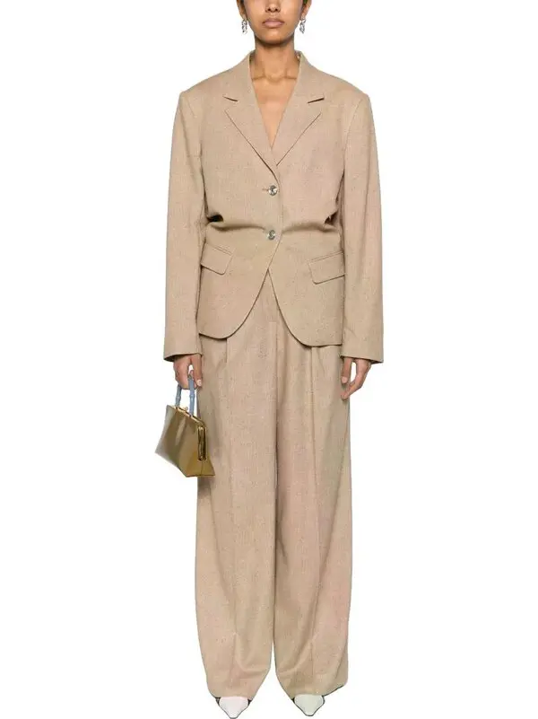 Remain Birger Christensen Wide-leg Textured Trousers - Neutrals