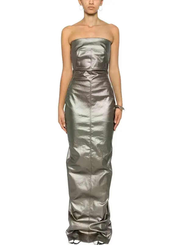 Rick Owens Coated Strapless Bustier Gown - Grey