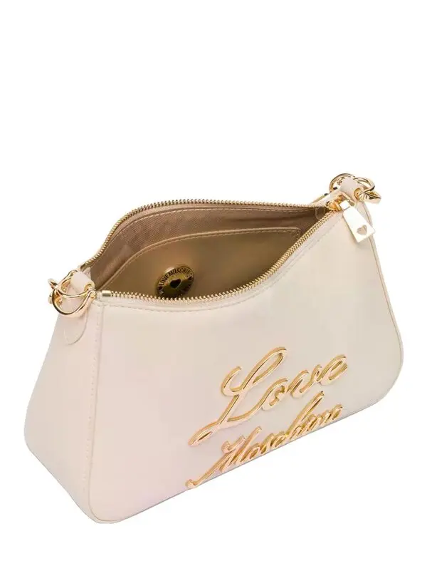 Moschino Logo Plaque Shoulder Bag - Neutrals