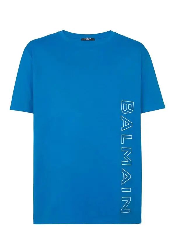 Balmain Logo-print Short-sleeved Cotton T-shirt - Blue