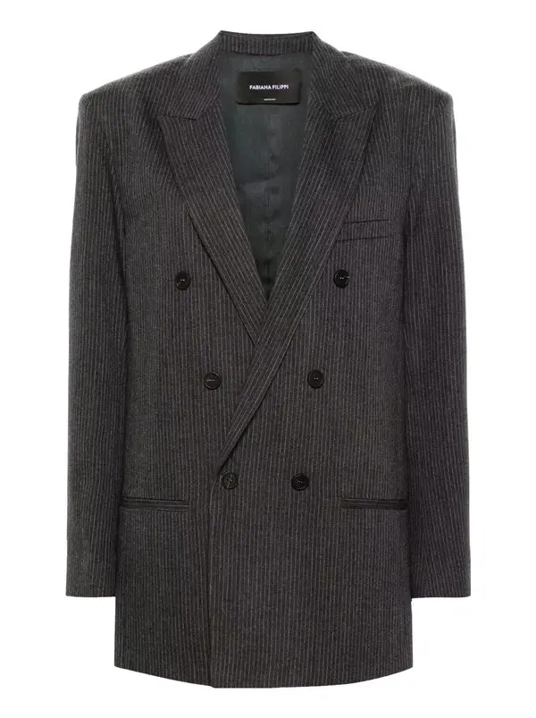Fabiana Filippi Pinstriped Double-breasted Blazer - Grey