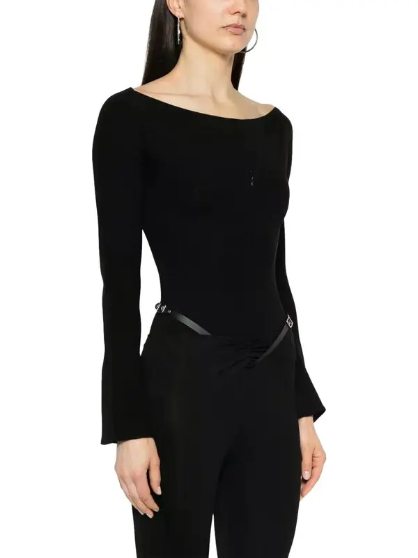 COURREGES Jersey Bodysuit With Flute Sleeves - Black
