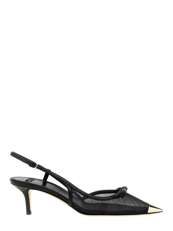 Elisabetta Franchi Mesh Slingback Pumps With Gold-tone Trim - Black