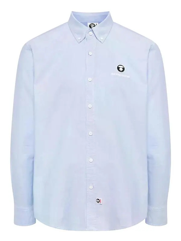 AAPE BY *A BATHING APE Logo-patch Long-sleeved Shirt - Blue