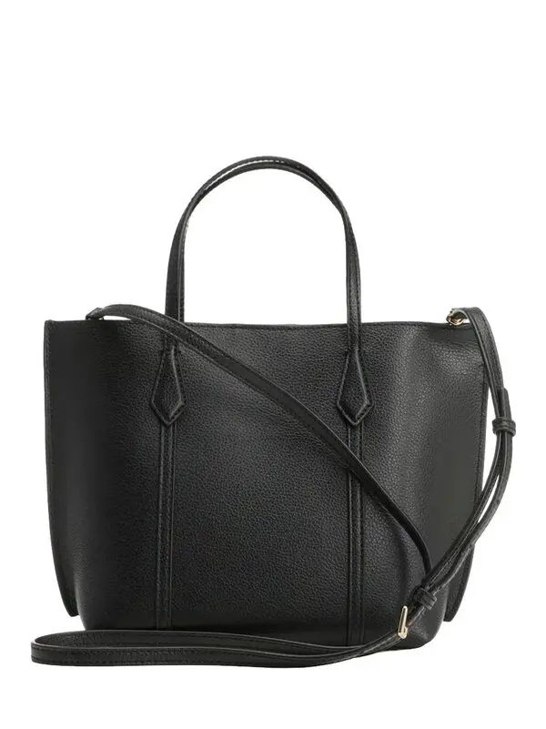 Tory Burch Small Perry Pebbled Leather Tote Bag - Black