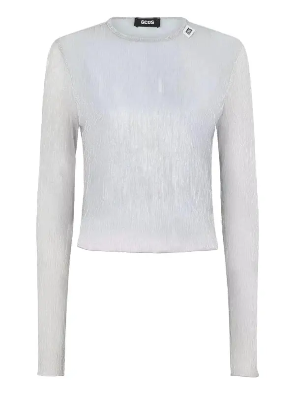 Gcds Tone Lurex Crew Neck Top - Silver