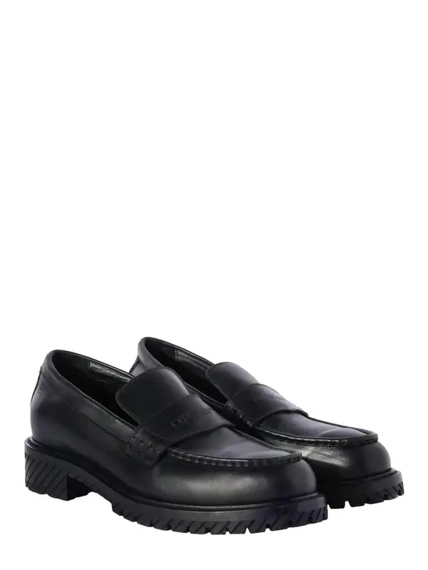 Off-White Military Logo-debossed Leather Loafers - Black